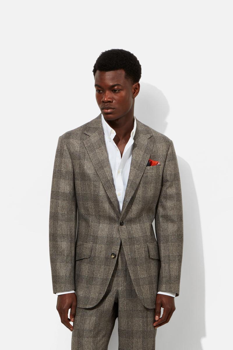 Chapman Jacket - Dark Taupe Wool Flannel Prince of Wales Check