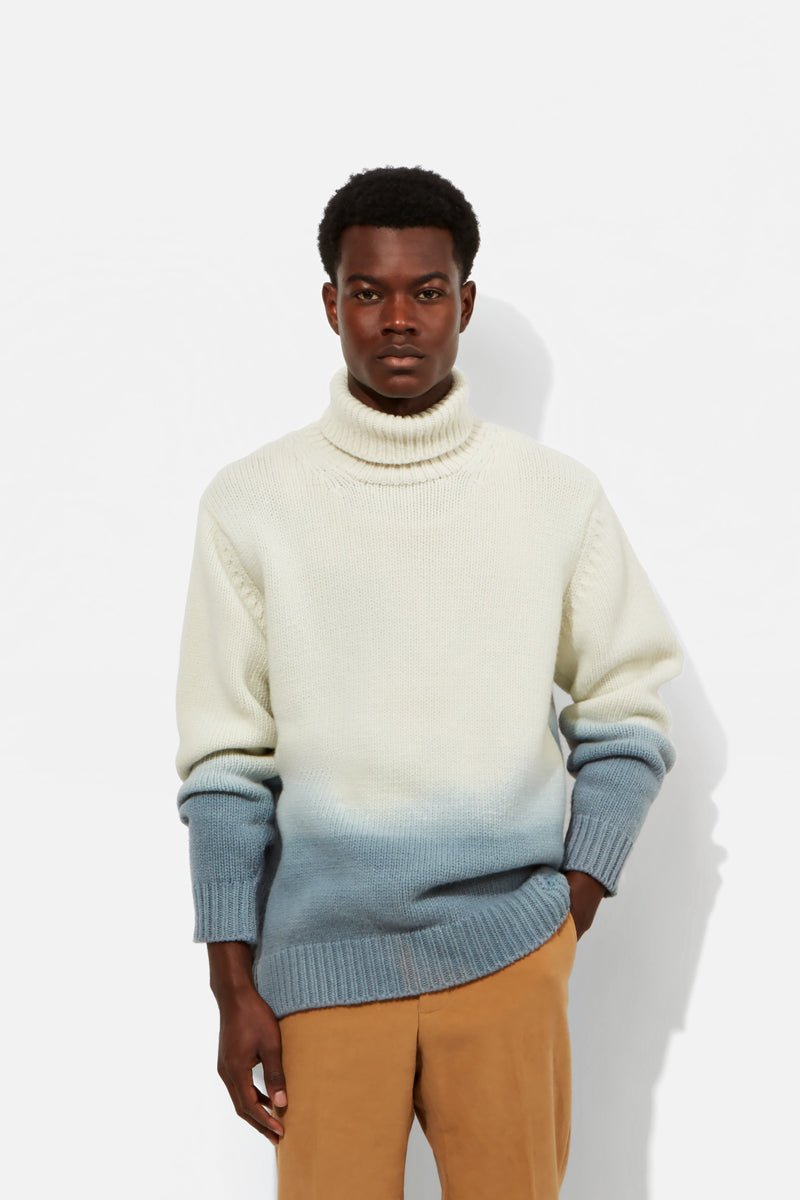 ROLL NECK – BLUE DIP-DYED